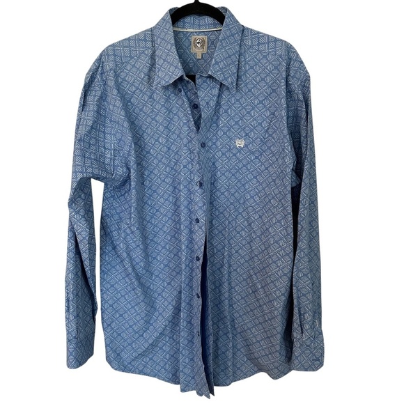 Cinch | Shirts | Cinch Mens Long Sleeve Blue White Casual Button Down ...